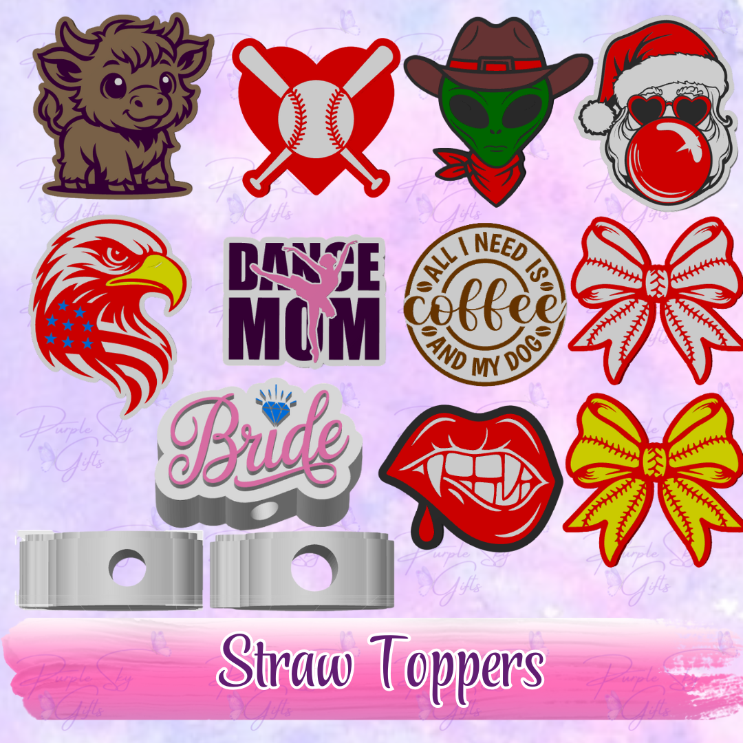 Straw Toppers – Purple Sky Prints