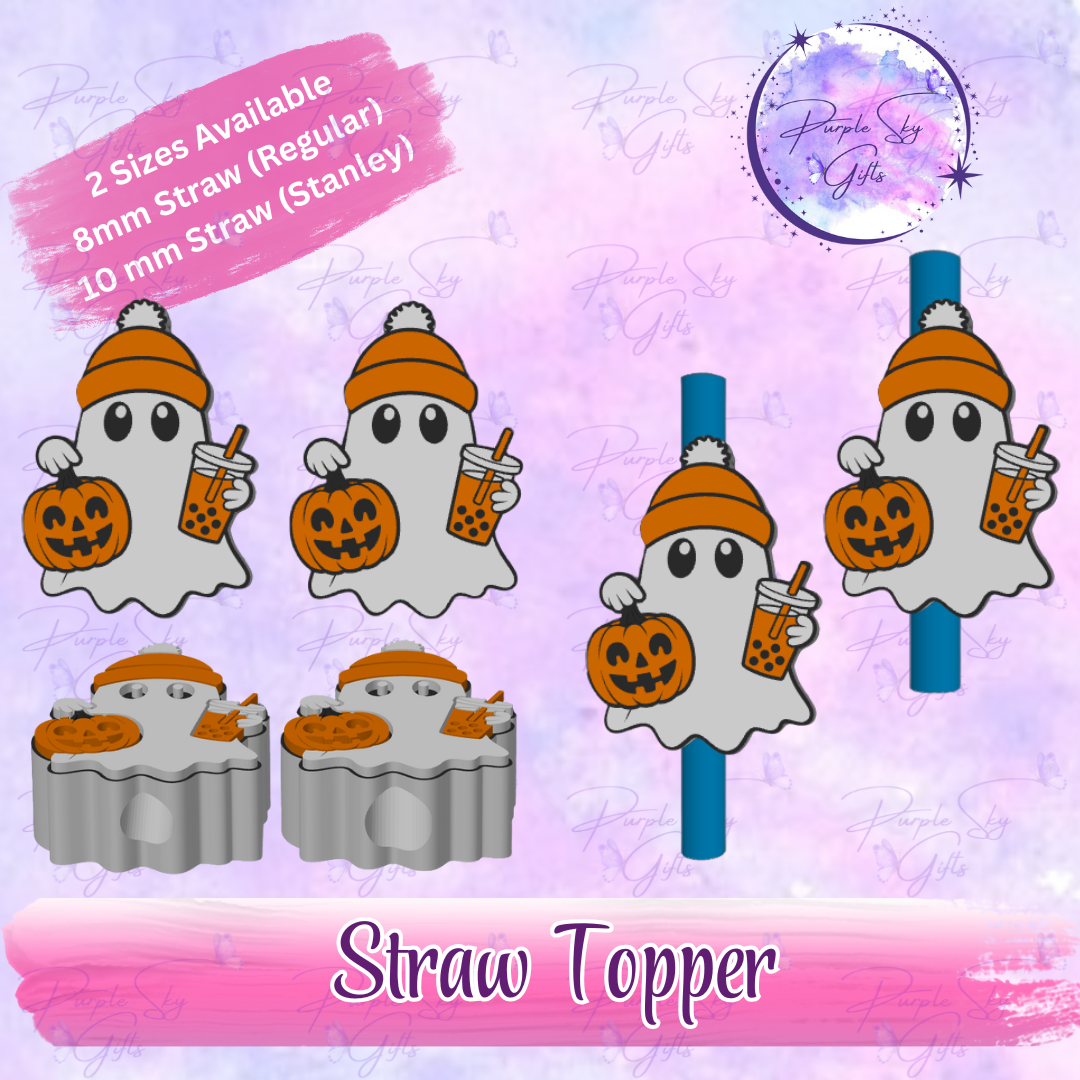 Bubble Tea Halloween Ghost Straw Topper – Purple Sky Prints